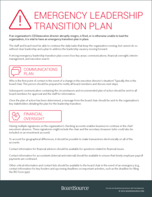 Executive Transition and Succession Planning - BoardSource