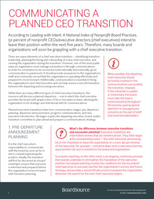 Executive Transition and Succession Planning - BoardSource
